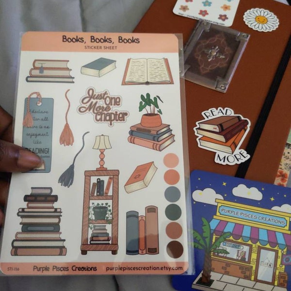 Books, Books, Books Sticker Sheet | | Reading Themed Decorative ...