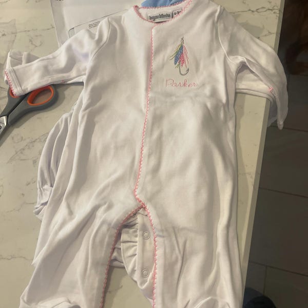 Picot Trimmed Heirloom Laurel Frame Monogrammed Baby Girl or Boy Sack ...