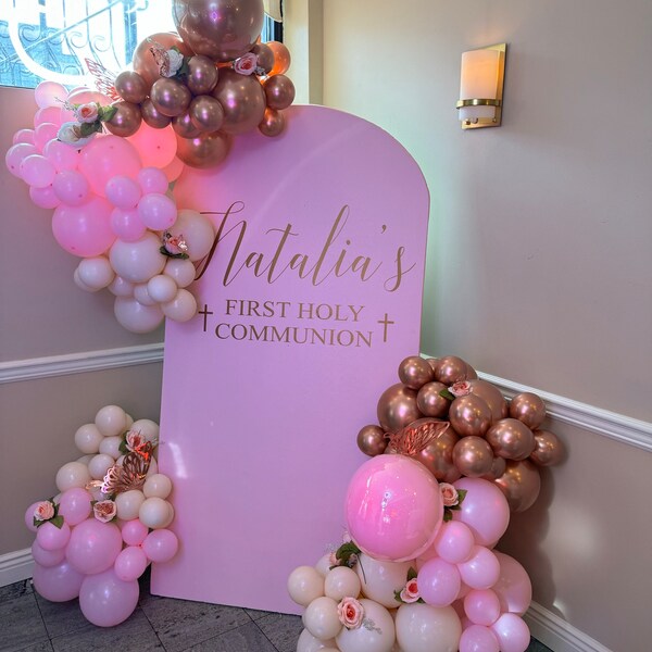 First Holy Communion Wall Decal for Balloon Arch | Personalized First ...