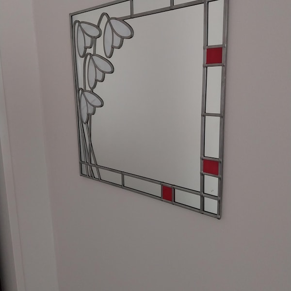 Art Deco Chicago Large Mirror Over Mantel Stained Glass Style 91x61cm ...