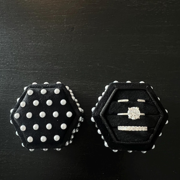 Single Slot Pearl Ring Box, Wedding Ring Box, Velvet Ring Box ...