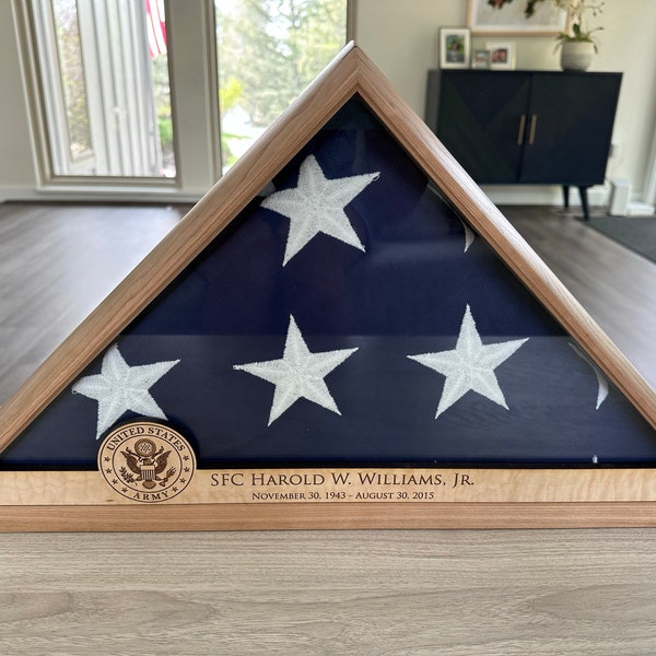 Personalized Memorial Flag Display Case for a 5' X 9.5' Burial or ...