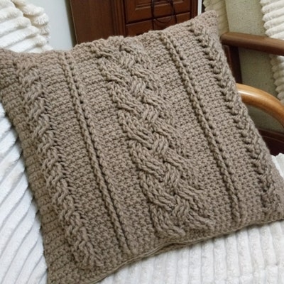 Crochet Pattern Pillow Cable Crochet Pattern Cable Pillow Pattern Cable ...