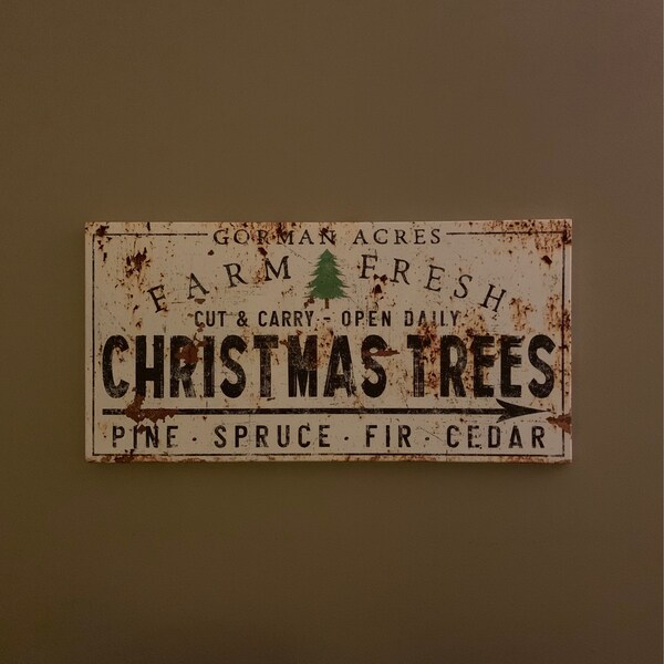 Christmas Tree Farm Sign Personalized Farmhouse Wall Decor Vintage ...
