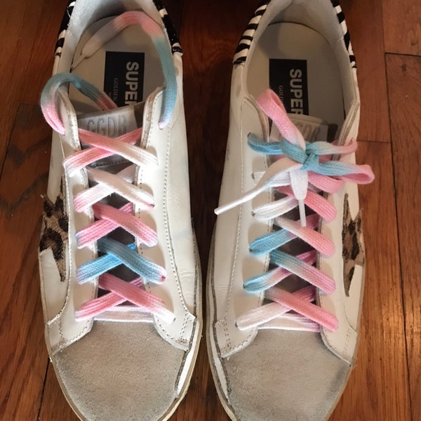 Trans Pride Flag Tie Dye Cotton Shoelaces | Choice of Length and Style ...