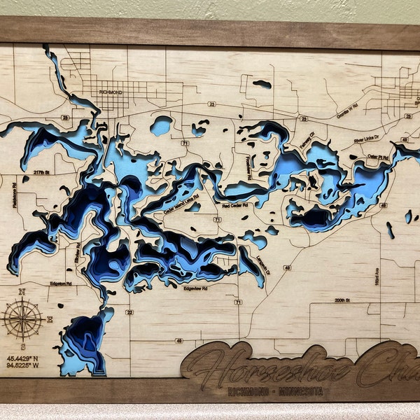Layered Map Cass Lake in Michigan Svg, Lake Map Svg, Glowforge Map Svg ...