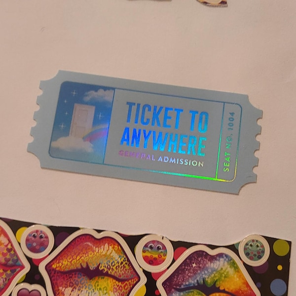 Holographic Ticket to Nowhere Vinyl Sticker | Cute Kawaii Gift ...