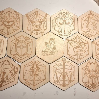 CLASS SET of 12 D&D Class Set Coasters 3.5 Hexagon Wood Coaster, Dnd ...