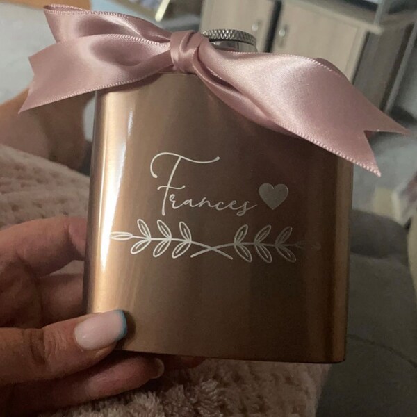 Personalised Ladies Hip Flask, Bridesmaid Gifts, Gift for Her, Maid of ...
