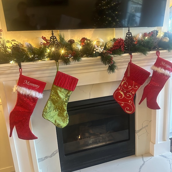 Gold High Heel Christmas Stocking Personalized With Name and With Fur ...