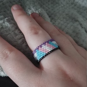Polka Dot Transgender Pride Ring Casual Peyote Ring Trans | Etsy