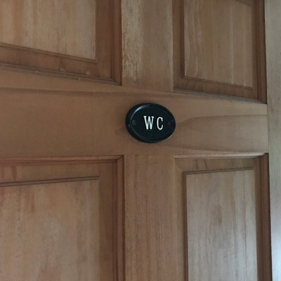 WC Toilet Door Sign Cast Metal Vintage Antique Style Loo Water Closet ...