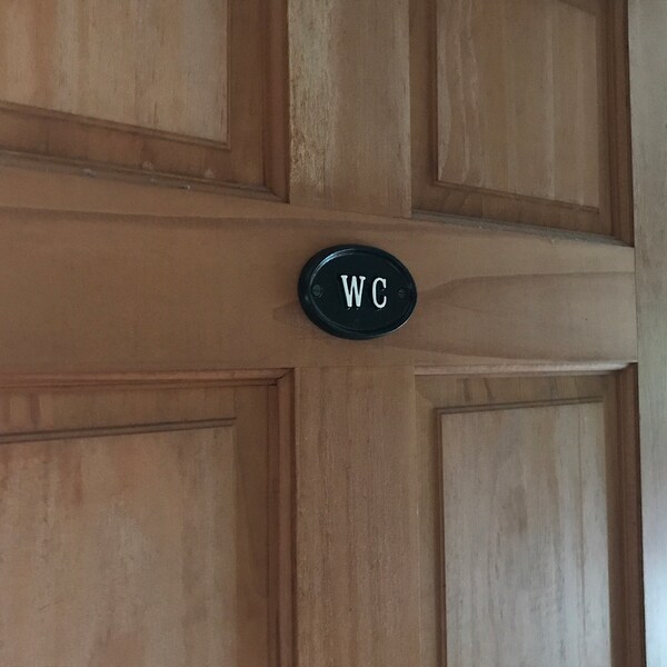 WC Toilet Door Sign - Cast Metal Vintage Antique Style Loo Water Closet ...