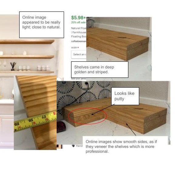 Corner L-shape Floating Shelves for Kitchen up to 11 Depth Farmhouse ...