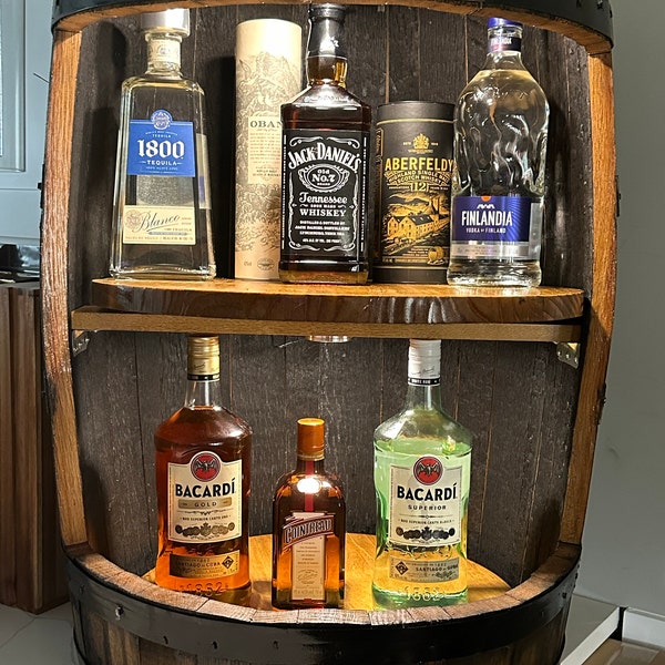 Bourbon Barrel Display Cabinet: Whiskey Barrel Bar With Lazy Susan - Etsy