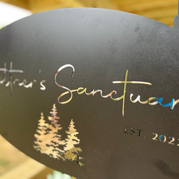 Oval METAL Evergreen SIGN ,personalized Metal Sign, Personal Door Sign ...