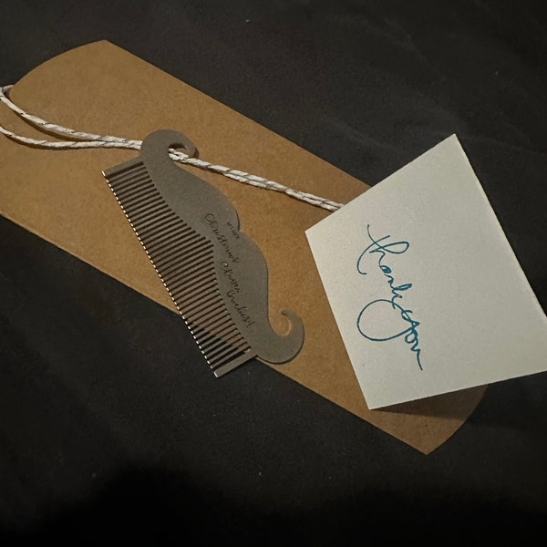 Custom Mustache Comb Stainless Steel Anniversary Gift Hand Stamped ...