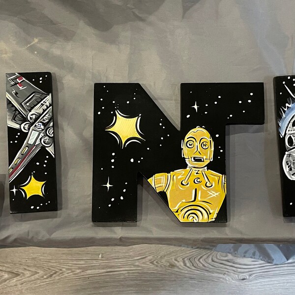 Star Jedi Space Wars Painted Letters, Black Star Jedi Painted Letters ...