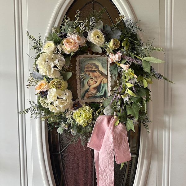 Mother's Day Wreath, Catholic Wreath, Mary, Blessed Mother, Our Lady ...
