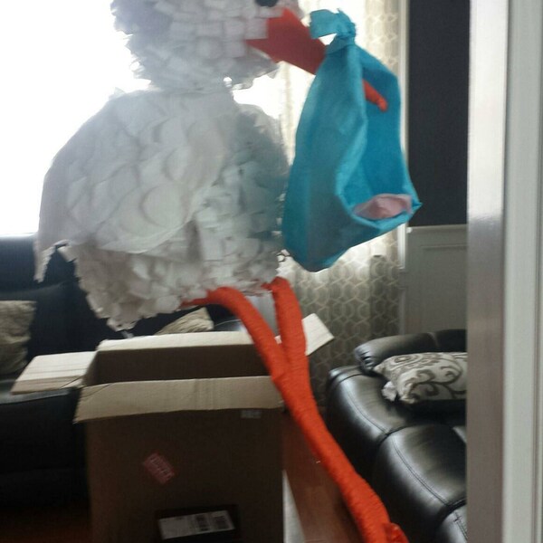 Stork Head Piñata Pull String Pinata Gender Reveal Party Baby Shower ...