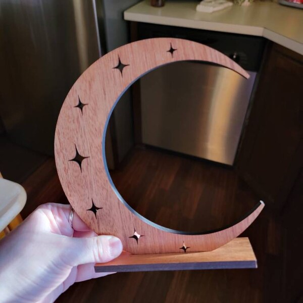 Wooden Crescent Moon and Stars Décor - 3 Sizes Available - Stand ...