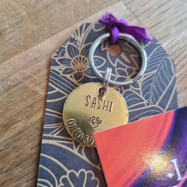 Custom Brass Dog Identity Disc - Brass ID Pet Tag - Etsy