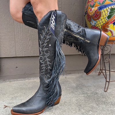 Cowhide Boots / Cowgirl Hair on Cowhide Leather Boots / Genuine Cowhide ...