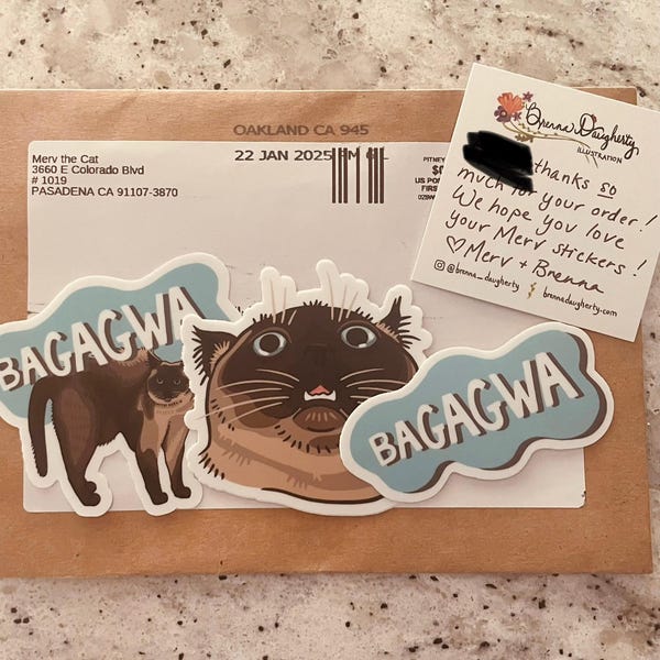 Merv the Cat Vinyl Sticker 2-pack / Mervthecat / Cat Sticker / Funny ...