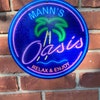 Backyard Oasis Sign, Customized Patio Sign, Neon Themed Tiki Bar Sign ...
