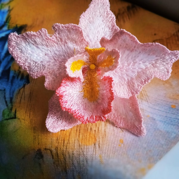 3D Orchid Machine Embroidery Design: Flower FSL, 4x4 Hoop (digital ...