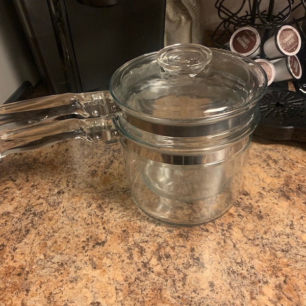 Pyrex Double Boiler, Upper, Lower and Lid, Made in the USA - Etsy