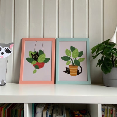 Cat Print, Cat Wall Art, Cat Art Print, Plant Cat, Funny Cat Print ...