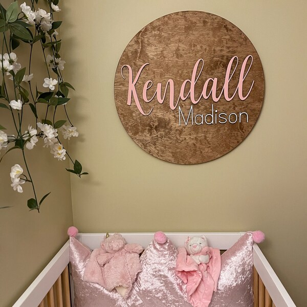 Customized Baby Name Sign, 12-36 Inch, Baby Shower, Round Plaque ...