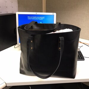 Black Leather Tote Bag for Women Purse Large Work Shoulder Bag - Etsy