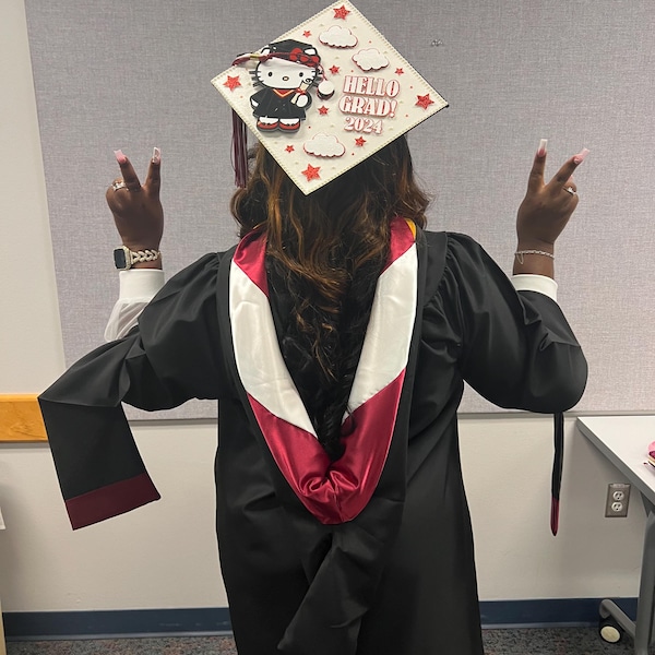 Graduation Cap Kitty, Graduation Cap, Hello Class of 2024, Cap Custom ...