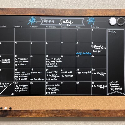 18x24 Chalkboard Calendar and Bulletin Combo Board Includes Chalk ...