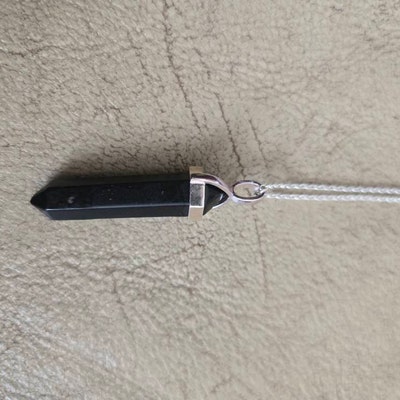 Shungite EMF 5G Protection 1.5-2in Flat Tumble Pebble Pendant Side Hole ...