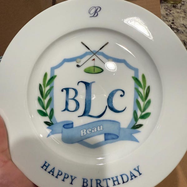 Birthday Plate for Girls - Personalized Ceramic Monogram Crest Plate ...