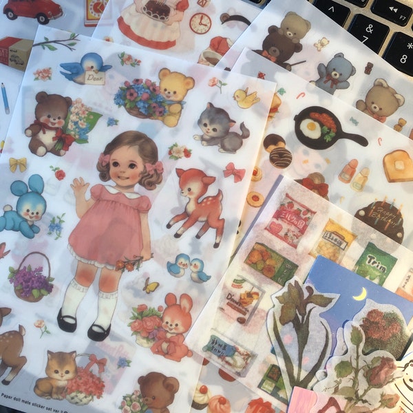 Paper Doll Mate Sticker Vintage Doll Sweet Girls Sticker Fancy Girl ...