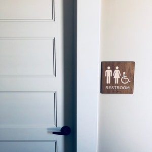 ADA Square Restroom Bathroom Sign Modern Signage 8x8 Size Various ...