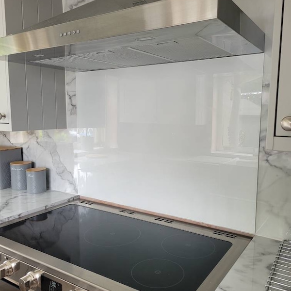 Kitchen Glass Splashback Toughened Tile Cooker Panel Any Size White - Etsy