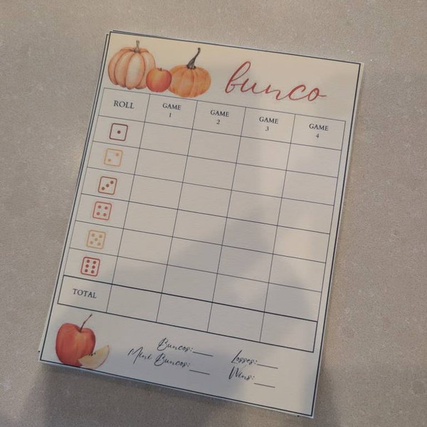 Fall BUNCO Printable Bundle - Score Cards - Tally Sheets - Table Cards ...