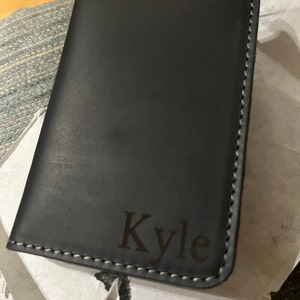 Minimalist Leather Wallet Initials and Picture Engraved - Etsy