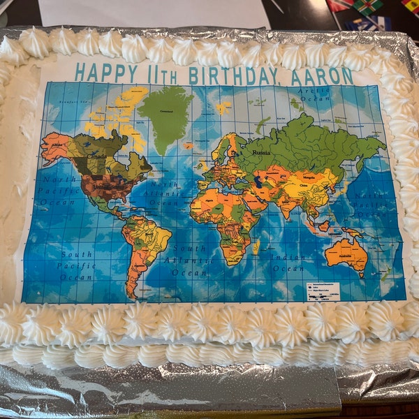 Detailed World Map - Edible Cake or Cupcake Topper - Etsy