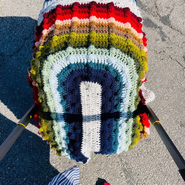 Colorful Handmade Granny Square Blanket, Checkered Crochet Blanket ...