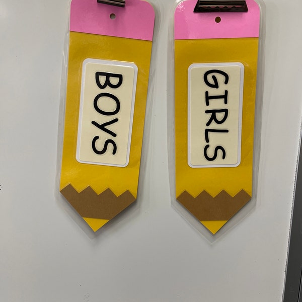 Teacher Bathroom Pass Boys and Girls Laminated Pencil - Etsy