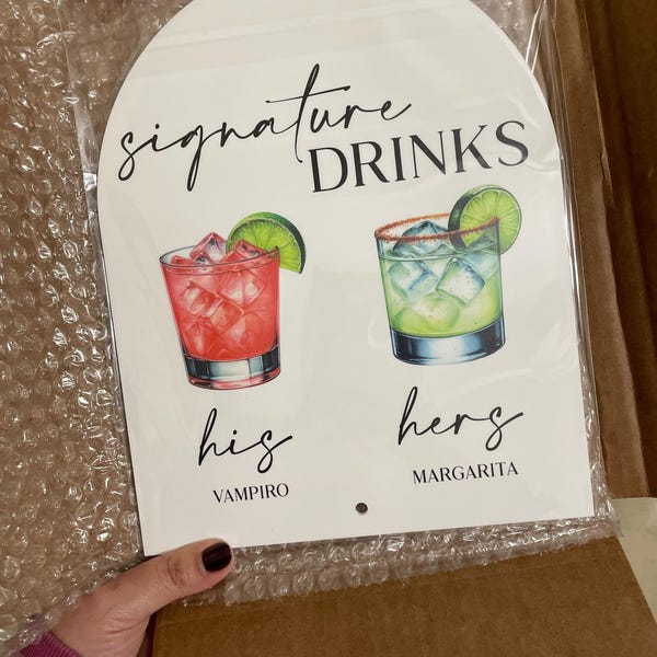 Signature Drinks Acrylic Sign, His and Hers Signature Drink Sign, His ...