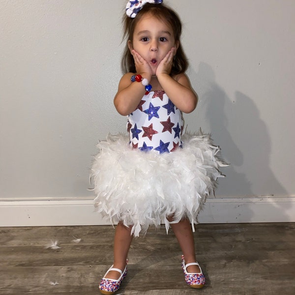 White Swan Iridescent Sequin Girls Feather Pageant Tutu Dress, Girls ...