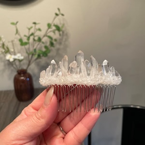 Quartz Cluster Crystal Comb, Wedding Comb, Gold Crystal Comb, Silver ...