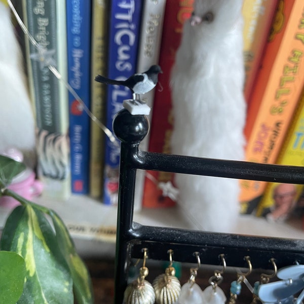 Realistic Magpie Miniature, Tiny Animal Figurine, Dollhouse Decor ...